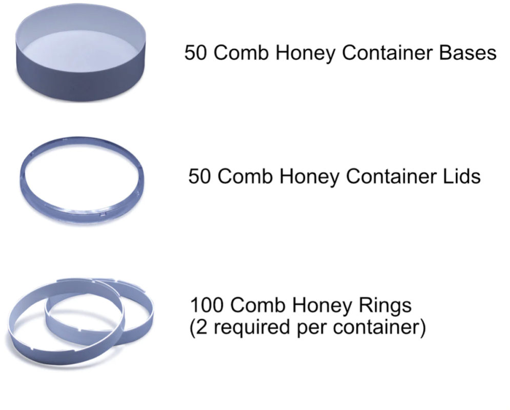100 x Comb Honey Containers and Rings - BeePlaza SA Beekeeping Supplies